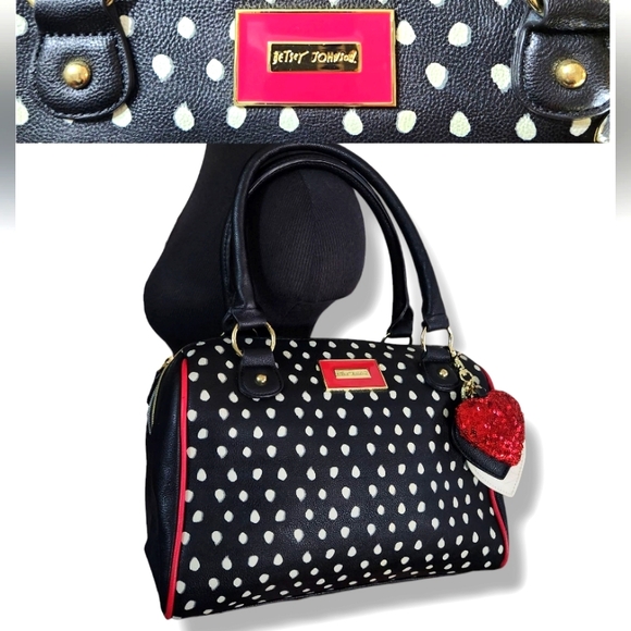 Betsey Johnson | Bags | Betsey Johnson Black And White Polka Dot ...